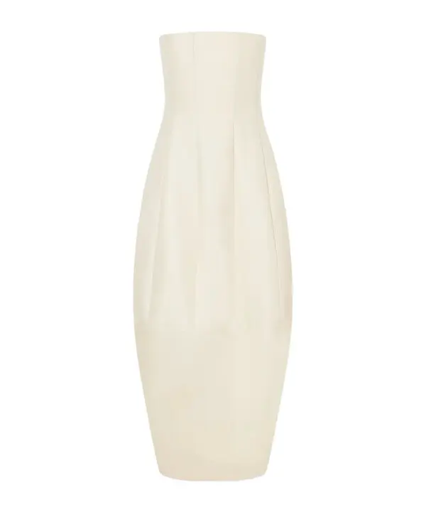 Khaite Stela Wool And Silk-blend Midi Dress - White