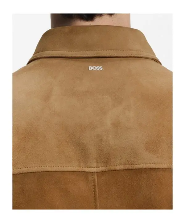 Hugo Boss Long-sleeve Leather Jacket With A Lapel Collar