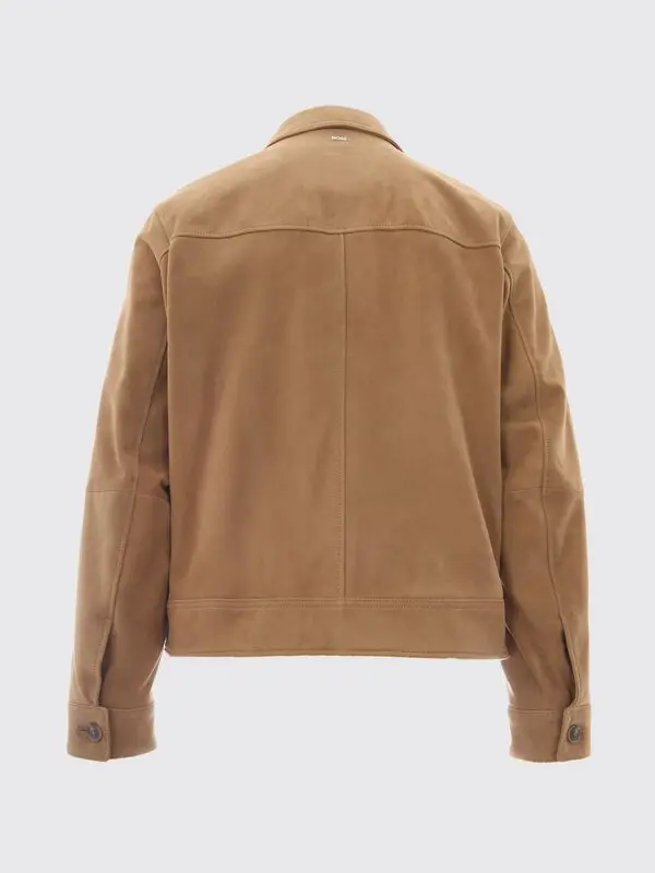 Hugo Boss Suede Leather Jacket With Zipper Closure