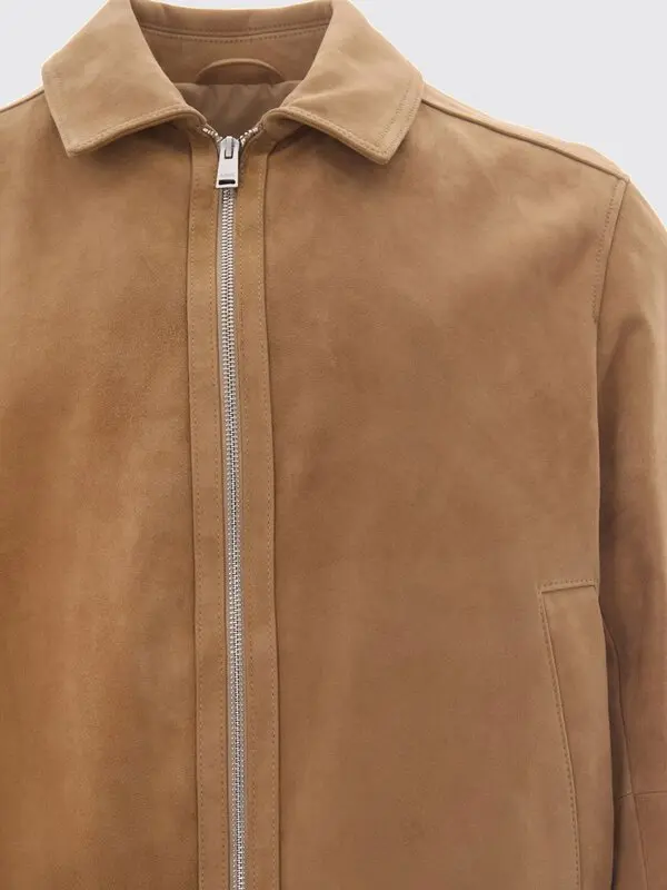 Hugo Boss Suede Leather Jacket With Zipper Closure