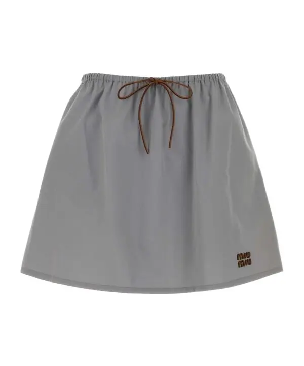 Miu Miu Logo-embroidered Drawstring Mini Skirt - Light Gray