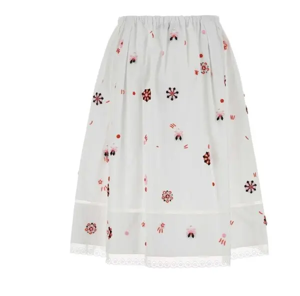 Prada Embroidered Poplin Skirt
