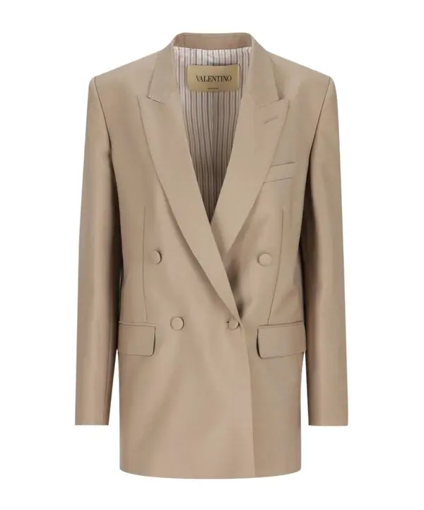 Valentino Garavani Double-breasted Long-sleeved Blazer - Beige