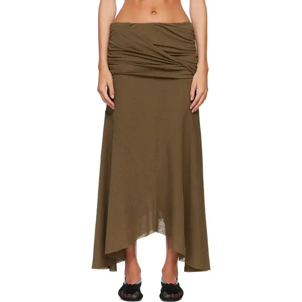 GANNI Ruched Asymmetric Hem Skirt