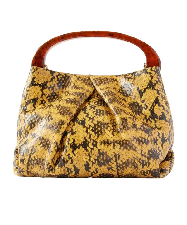 Dries Van Noten Small Pleated Leather Bag With Sculptural Handles