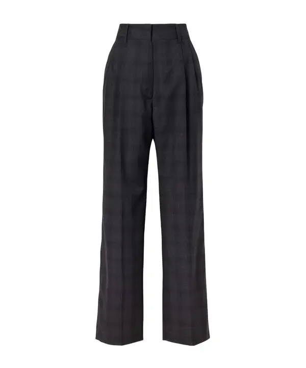 BLAZÉ MILANO Fox Checked Wool Straight-leg Pants - No