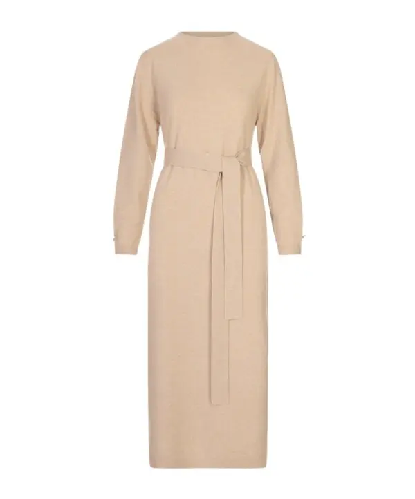 Fabiana Filippi Belted Crewneck Midi Dress - Nude