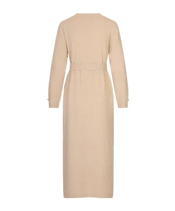 Fabiana Filippi Belted Ribbed Crewneck Midi Dress - Nude