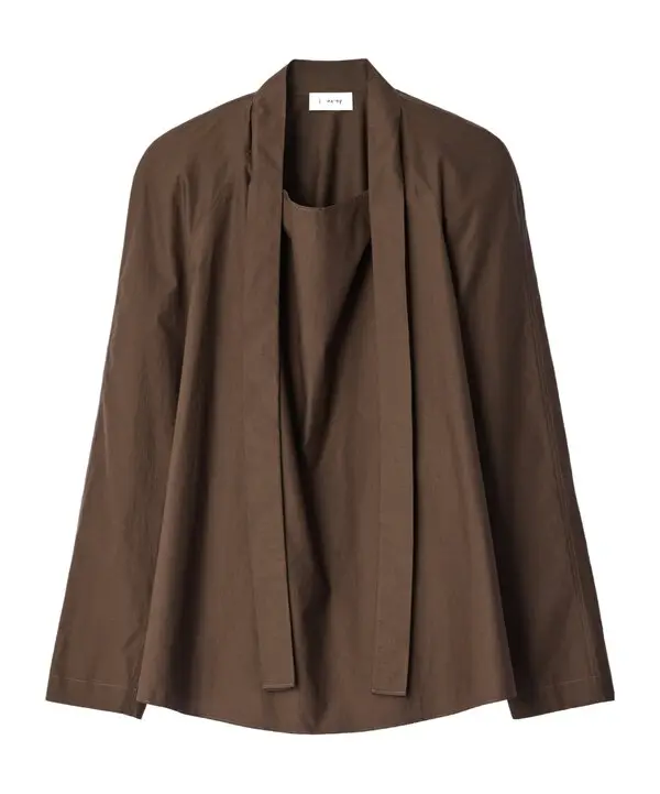 LEMAIRE Ascot Tie-neck Blouse - Truffle