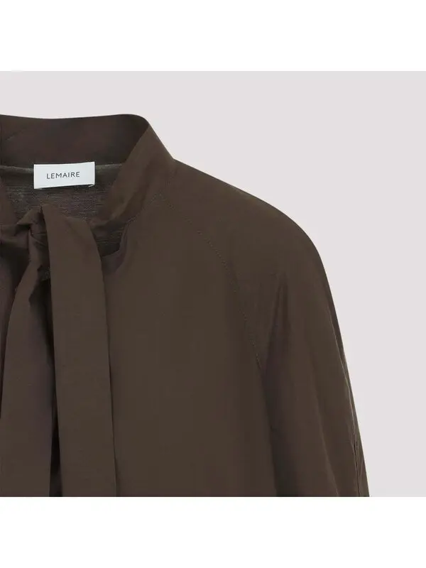 LEMAIRE Ascot Tie-neck Blouse - Truffle