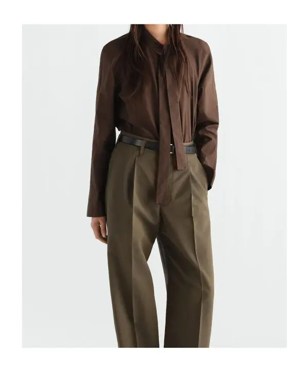 LEMAIRE Ascot Tie-neck Blouse - Truffle