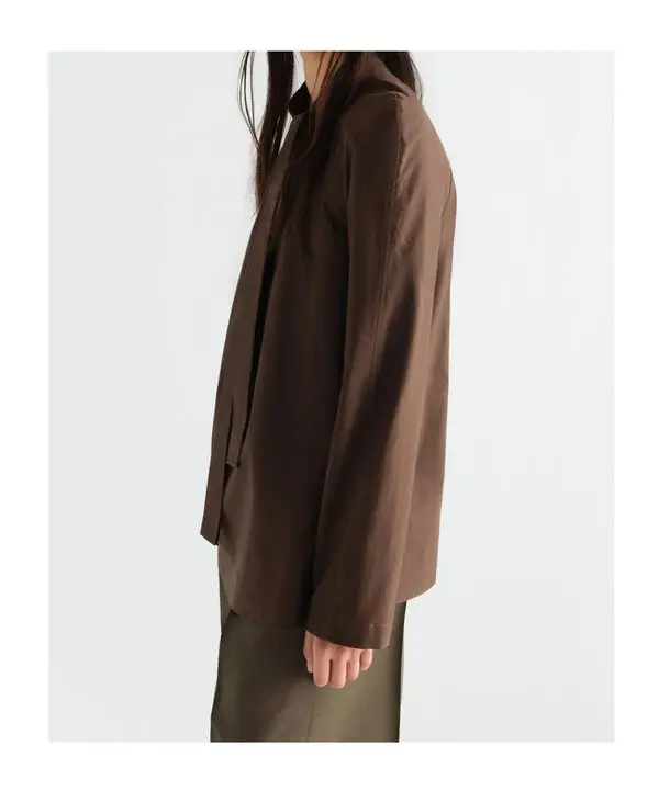 LEMAIRE Ascot Tie-neck Blouse - Truffle
