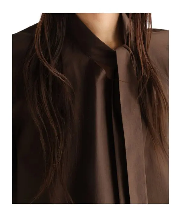 LEMAIRE Ascot Tie-neck Blouse - Truffle