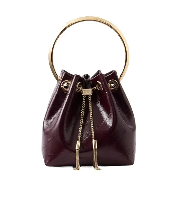 JIMMY CHOO Bon Bon Eel-effect Leather Bucket Bag - No
