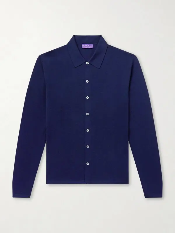 Ralph Lauren Purple Label Merino Wool Cardigan - Blue