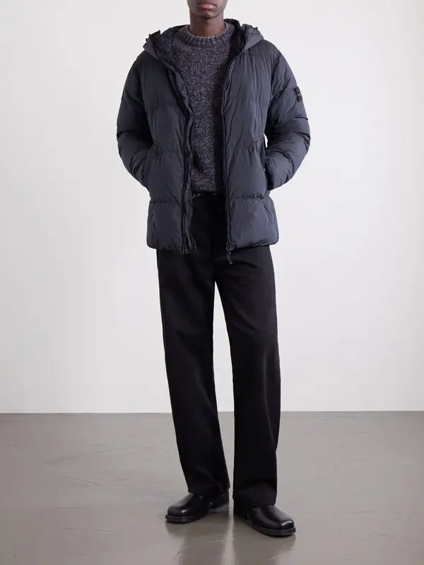 Stone Island Garment-dyed Crinkled Shell Down Hooded Jacket