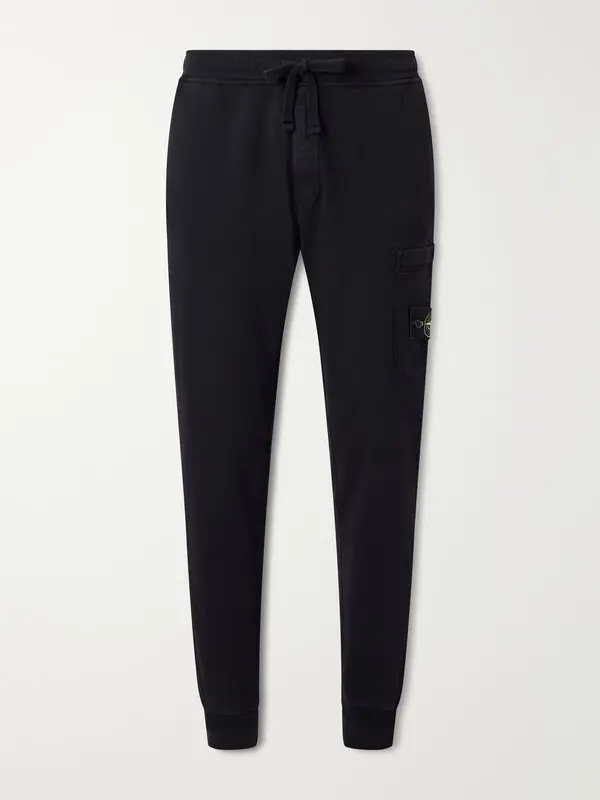 Stone Island Straight-leg Cotton-fleece Sweatpants - Black