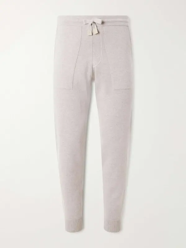 Brioni Tapered Drawstring Straight-leg Cashmere Sweatpants - Gray