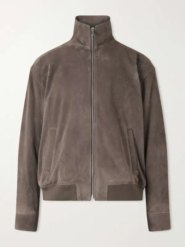 FRAME Suede Bomber Jacket - Brown