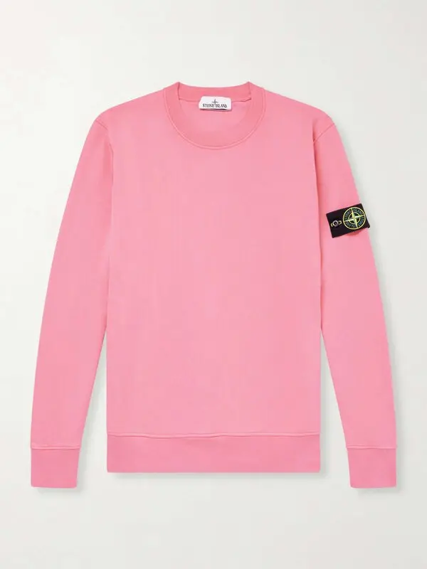 Stone Island Garment-dyed Cotton-fleece Sweatshirt - Pink