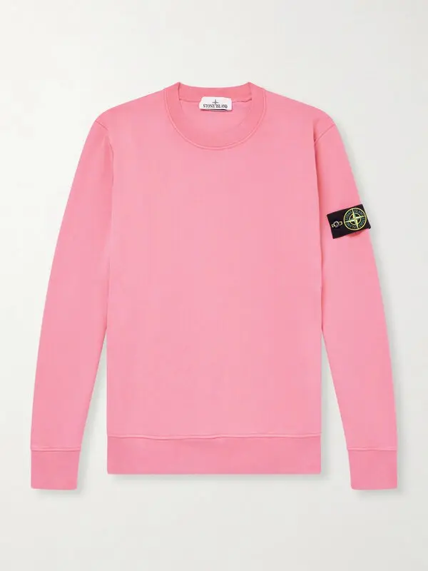 Stone Island Garment-dyed Cotton-fleece Sweatshirt - Pink
