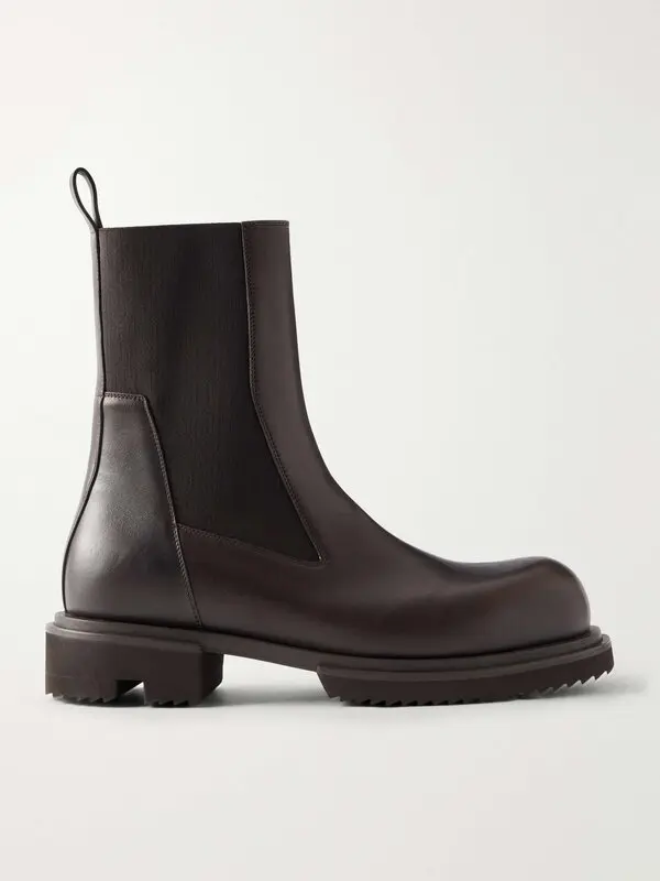 Rick Owens Beatle Leather Chelsea Boots - Dark Brown
