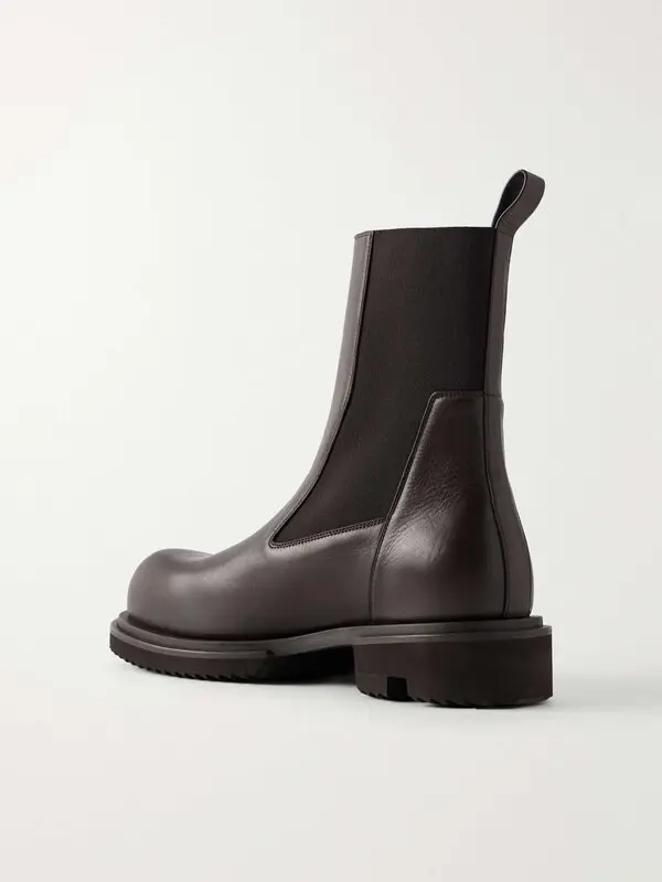 Rick Owens Beatle Leather Chelsea Boots - Dark Brown
