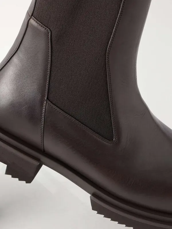 Rick Owens Beatle Leather Chelsea Boots - Dark Brown
