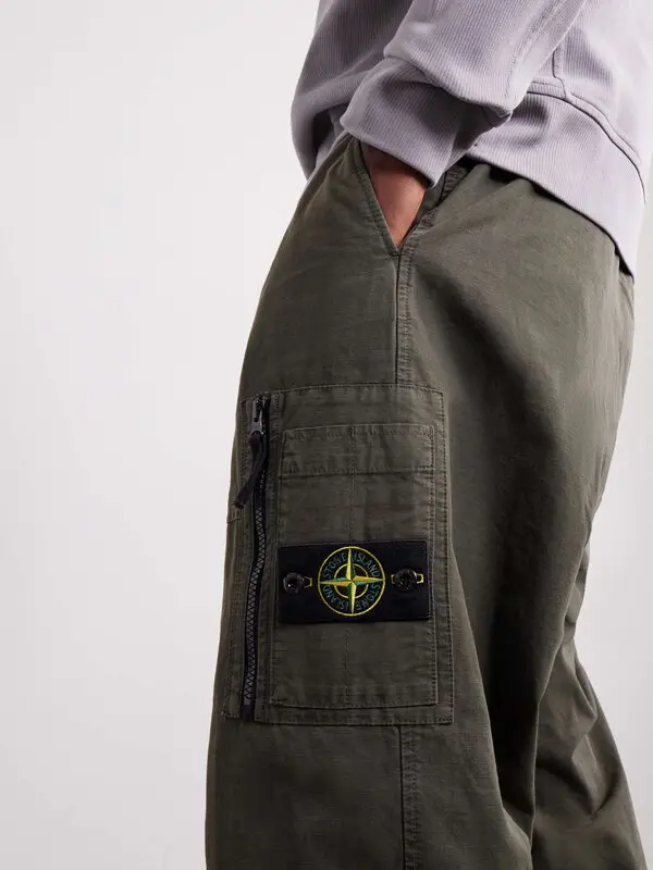 Stone Island Wide-leg Cotton-ripstop Cargo Trousers