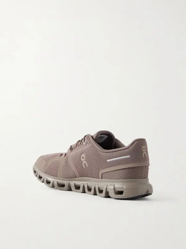 On 6 Rubber-trimmed Mesh Lace-up Sneakers - Brown