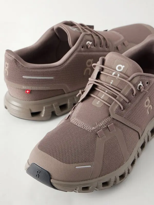 On 6 Rubber-trimmed Mesh Lace-up Sneakers - Brown