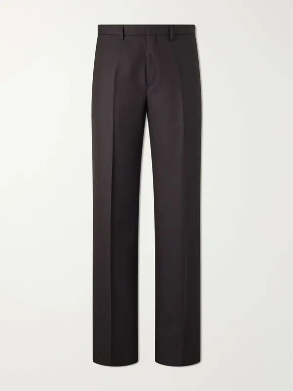 Dries Van Noten Panvel Straight-leg Herringbone Wool Trousers - Brown