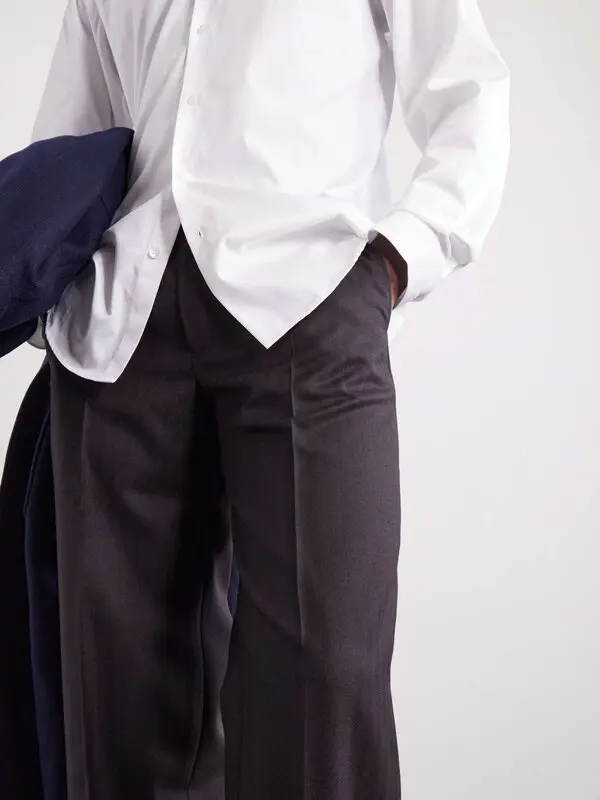 Dries Van Noten Panvel Straight-leg Herringbone Wool Trousers