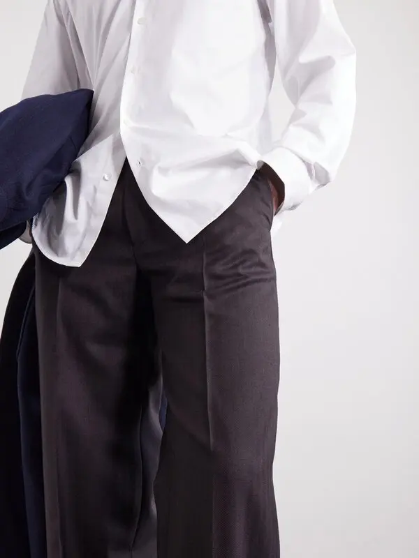 Dries Van Noten Panvel Herringbone Wool Trousers