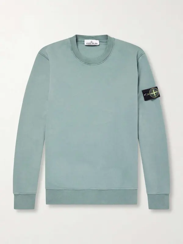 Stone Island Garment-dyed Cotton-fleece Sweatshirt - Green
