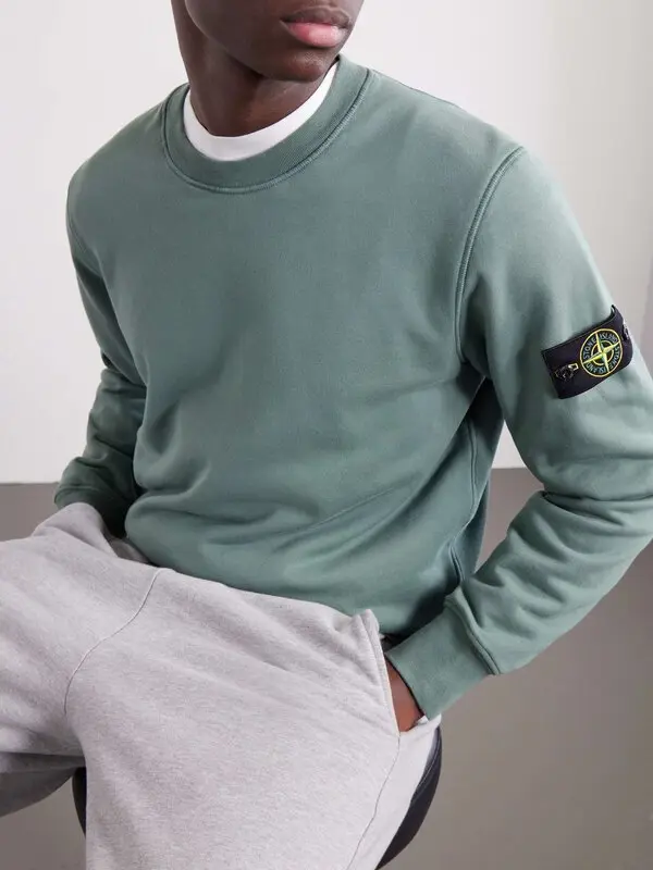 Stone Island Garment-dyed Cotton-fleece Sweatshirt