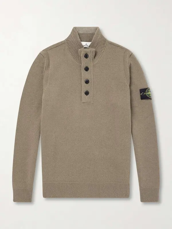 Stone Island Virgin Wool-blend Polo Sweater