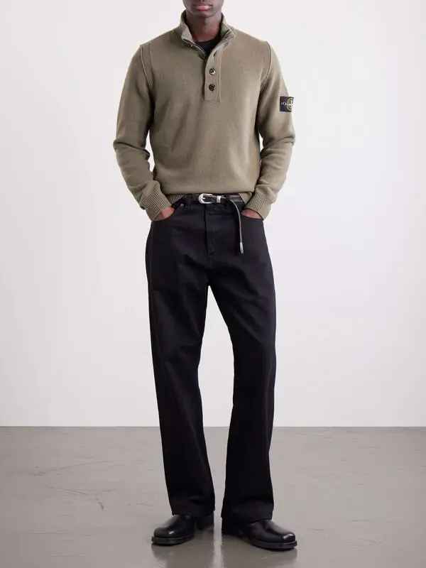 Stone Island Virgin Wool-blend Polo Sweater