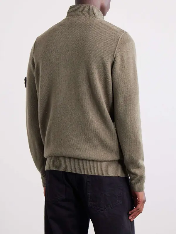 Stone Island Virgin Wool-blend Polo Sweater