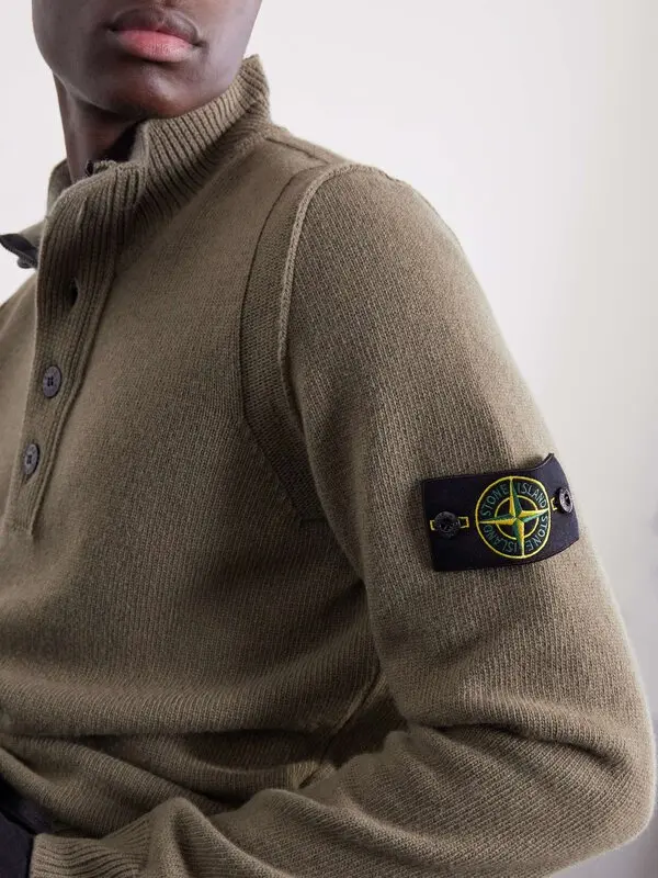 Stone Island Virgin Wool-blend Polo Sweater
