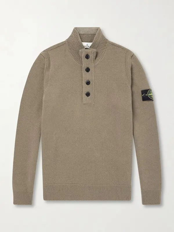Stone Island Virgin Wool-blend Polo Sweater