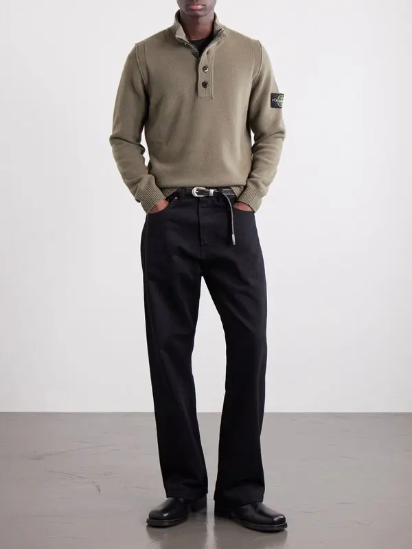 Stone Island Virgin Wool-blend Polo Sweater
