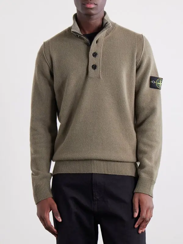 Stone Island Virgin Wool-blend Polo Sweater