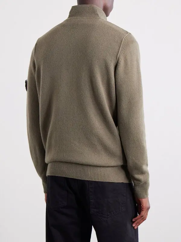 Stone Island Virgin Wool-blend Polo Sweater