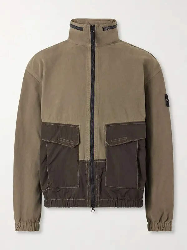Stone Island Garment-dyed Panama Cotton-canvas Bomber Jacket - Green