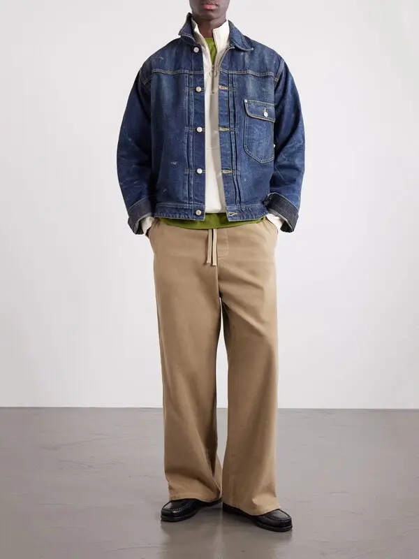 BEAMS Digger Distressed Denim Jacket