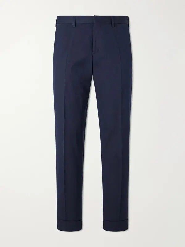 Dries Van Noten Philip Straight-leg Cotton And Wool-blend Twill Trousers - Blue