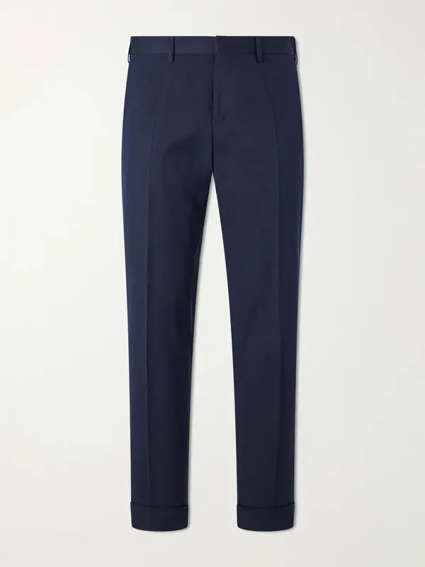 Dries Van Noten Philip Straight-leg Cotton And Wool-blend Twill Trousers - Navy