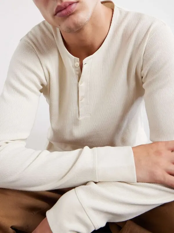 LEMAIRE Henley Ribbed Cotton T-shirt