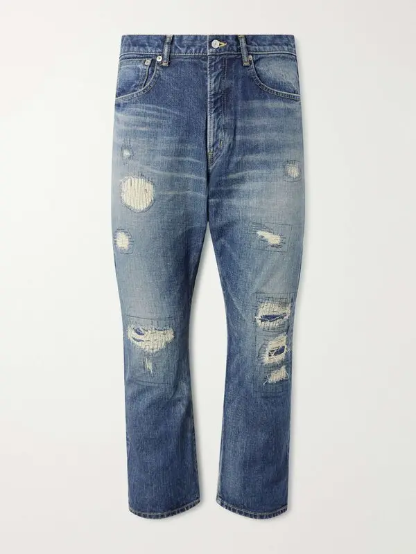 BEAMS Straight-leg Distressed Jeans